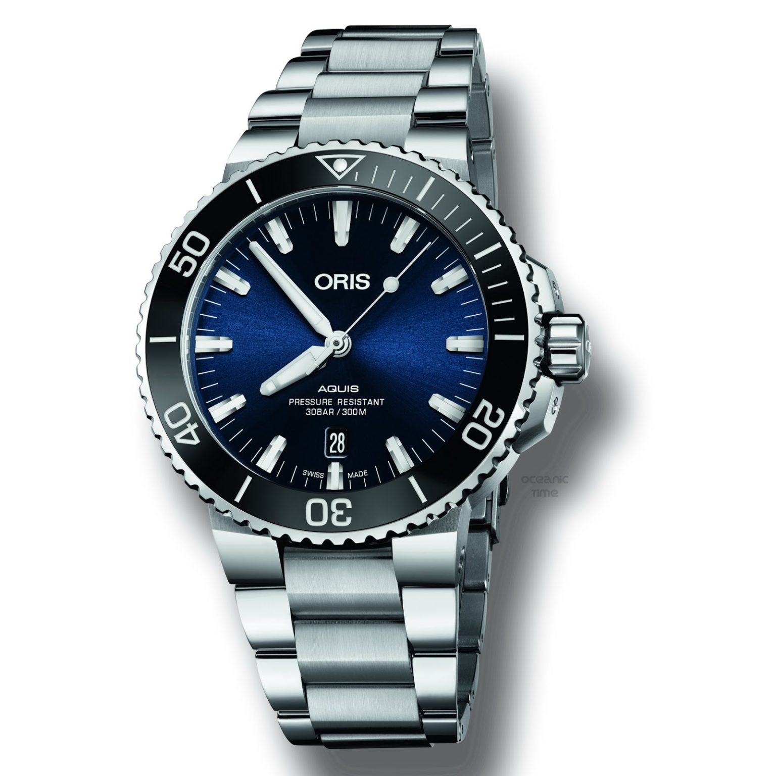 Oris Aqua Date Blue Dial Black Bezel