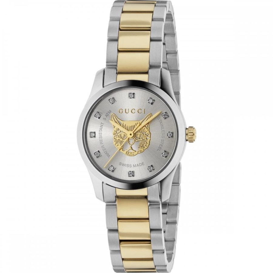 GUCCI LADIES WATCH G-TIMELESS MYSTIC CAT TWO TONE